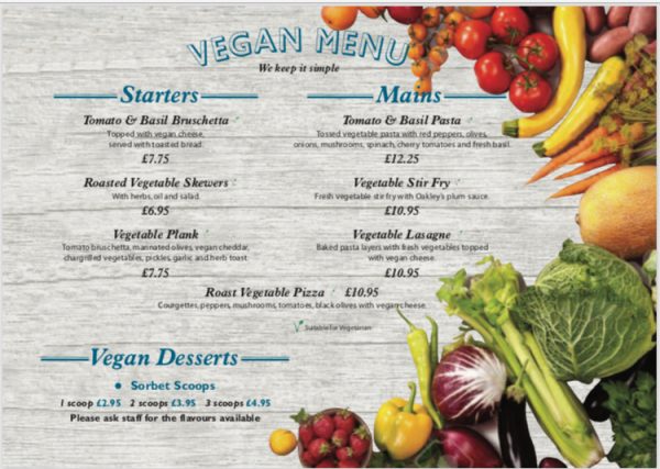 Oakley’s new vegan menu – Oakley's Grill and Pizzeria