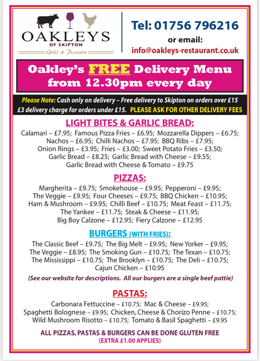 MENU – Oakley's Grill and Pizzeria