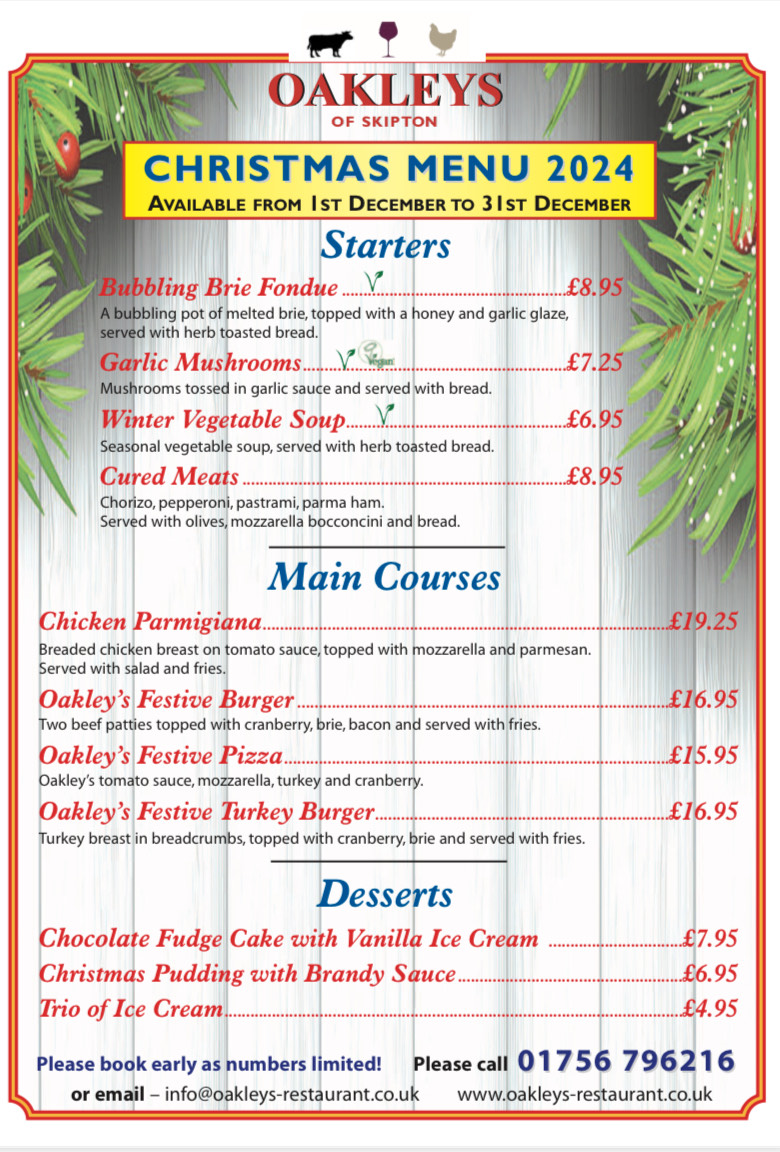 MENU – Oakley's Grill and Pizzeria
